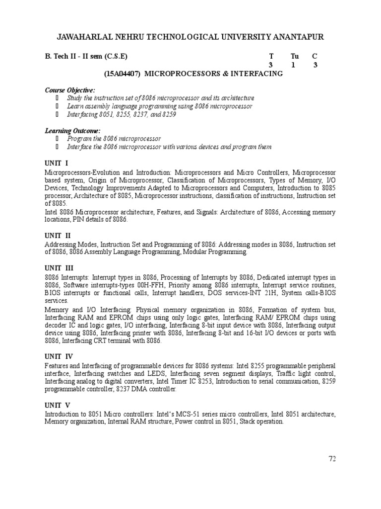 MP I Syllabus | PDF | Microprocessor | Central Processing Unit MP I Syllabus | PDF | Microprocessor | Central Processing Unit