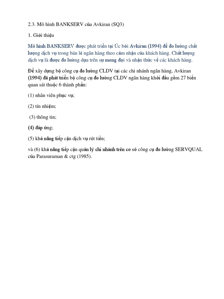 Mô Hình BANKSERV | PDF