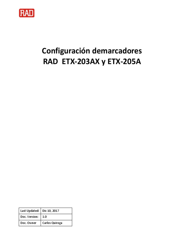 Configuración RAD ETX-203AX y ETX-205A | PDF | Interfaz de línea de ...