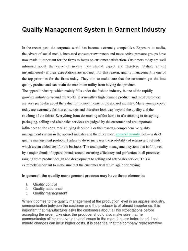 Quality Management System in Garment Industry (1).docx | Quality ...