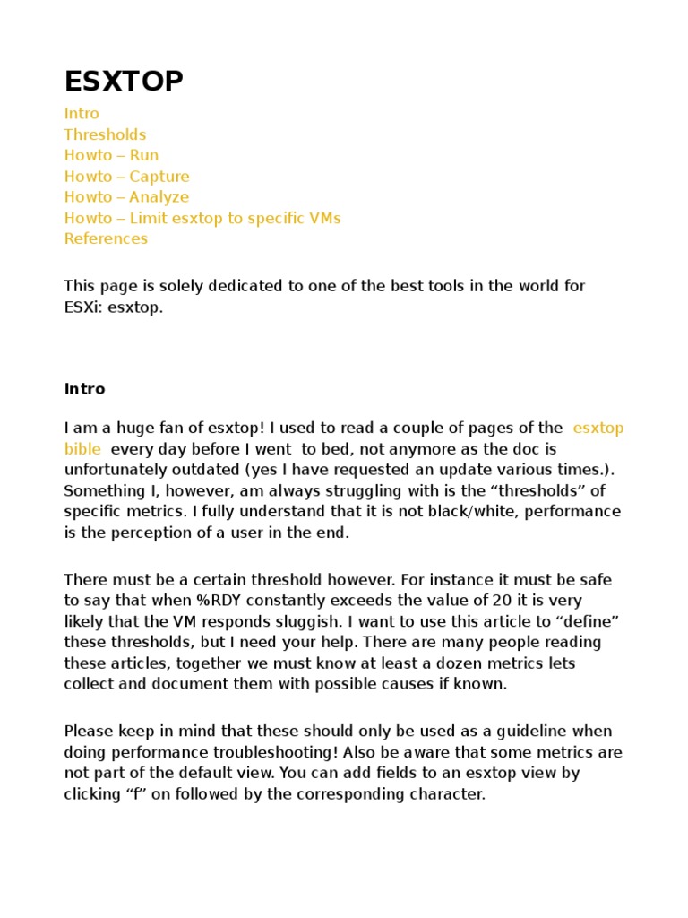 Analyzing Esxtop Columns | PDF | Command Line Interface | Digital Technology