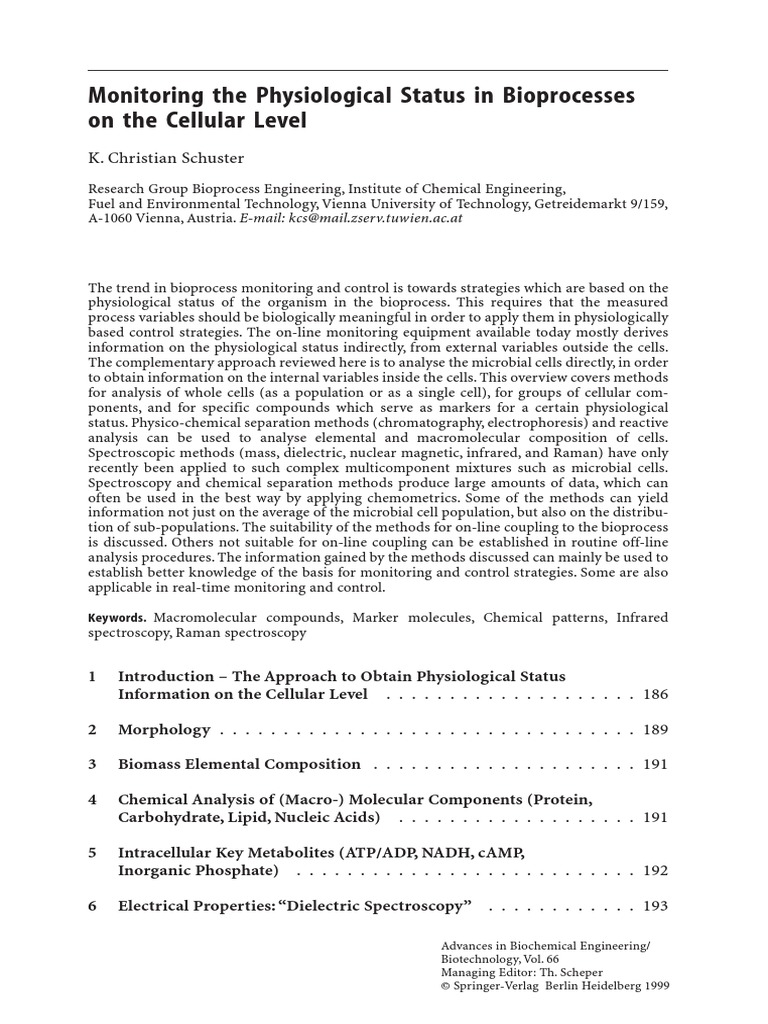 Monitoring The Physiological Status in Bioprocesses On The Cellular ...