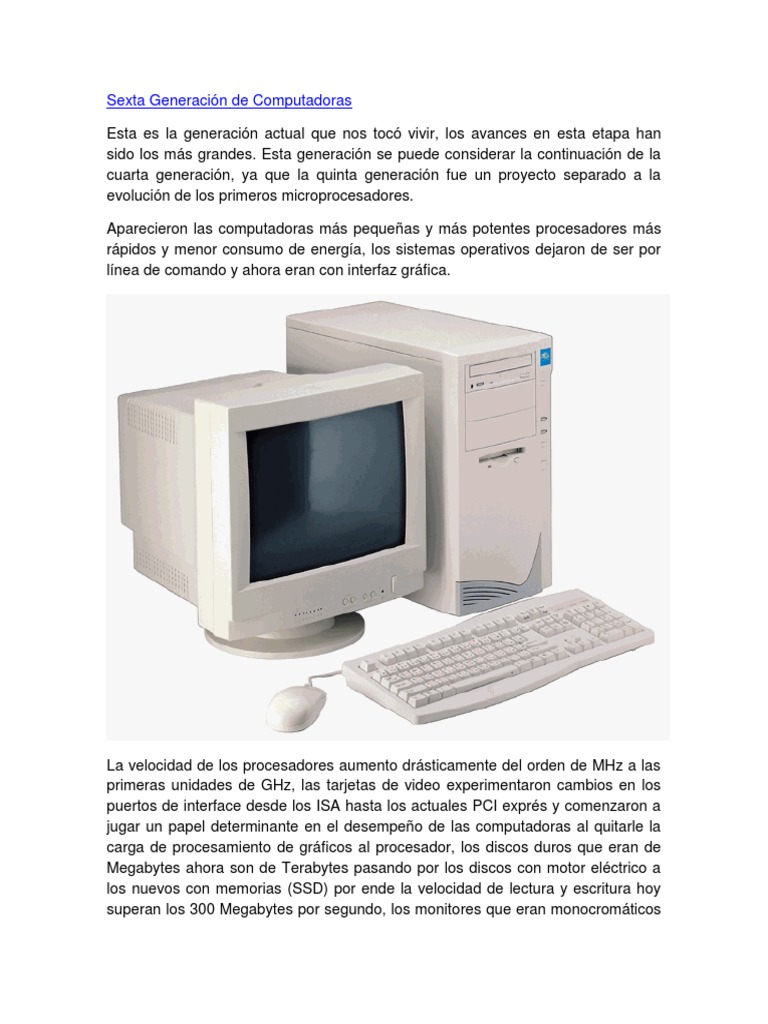 Sexta Generación De Computadoras Docx Microprocesador Impresora