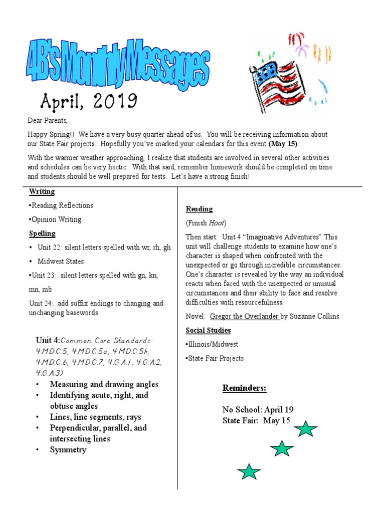 April 2019 Newsletter for Parents | PDF | Wellness