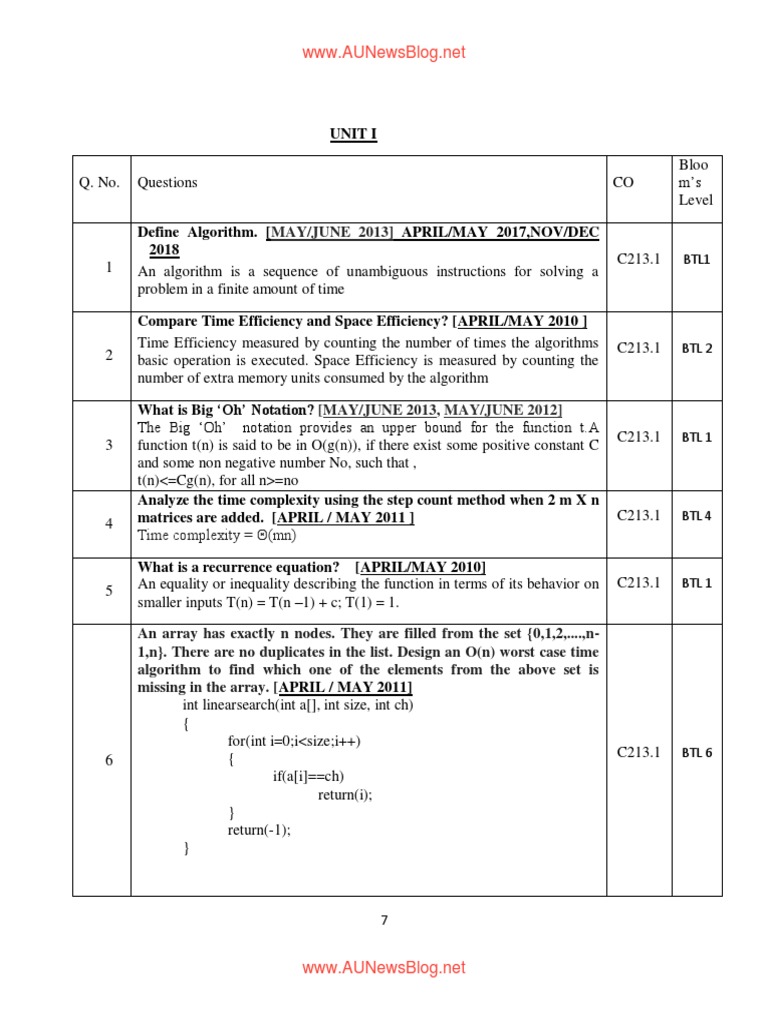 CS8451 QB PDF | PDF | Time Complexity | Algorithms