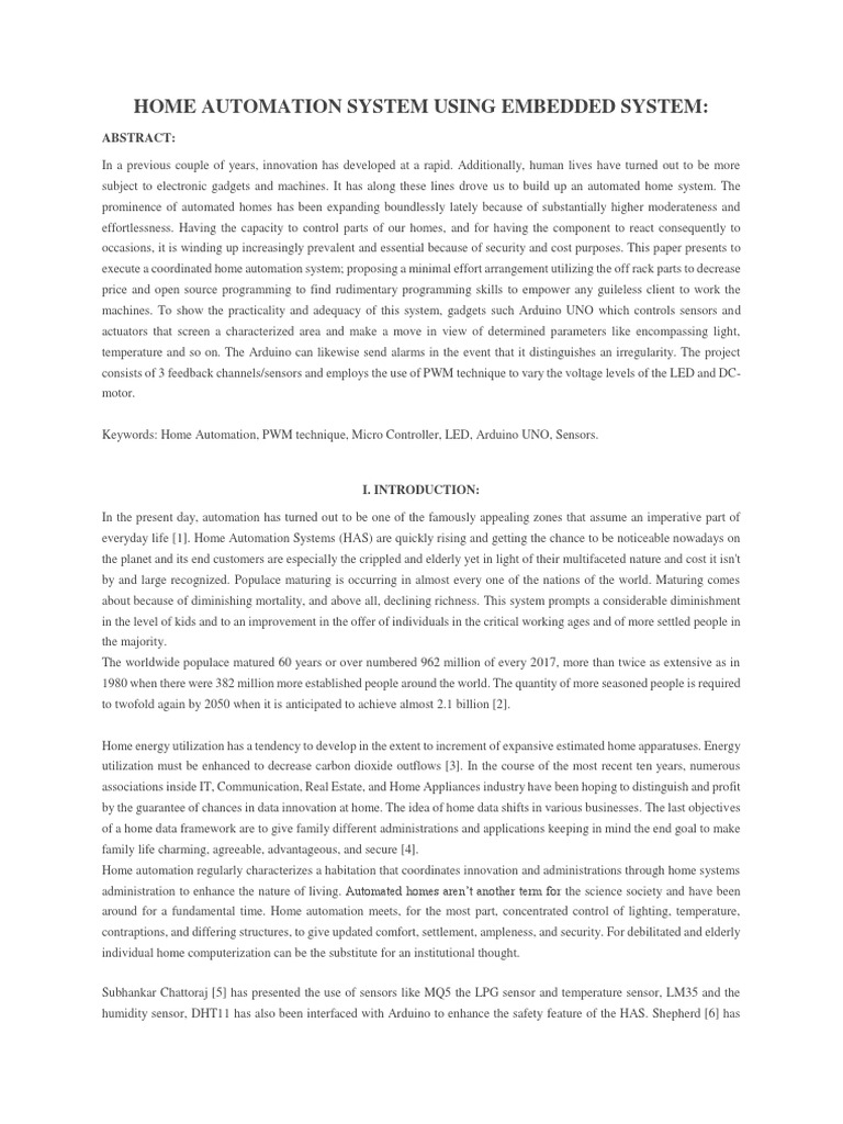 Home Automation System Using Embedded System | PDF | Automation ...