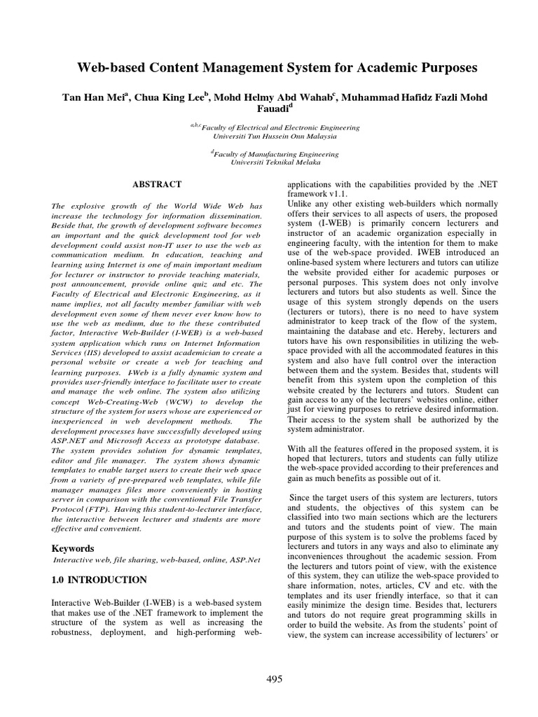 Web-Based Content Management System For Academic Purposes | PDF ...