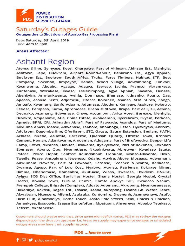 PDS Load Shedding Guide April 6 - 2019 | PDF