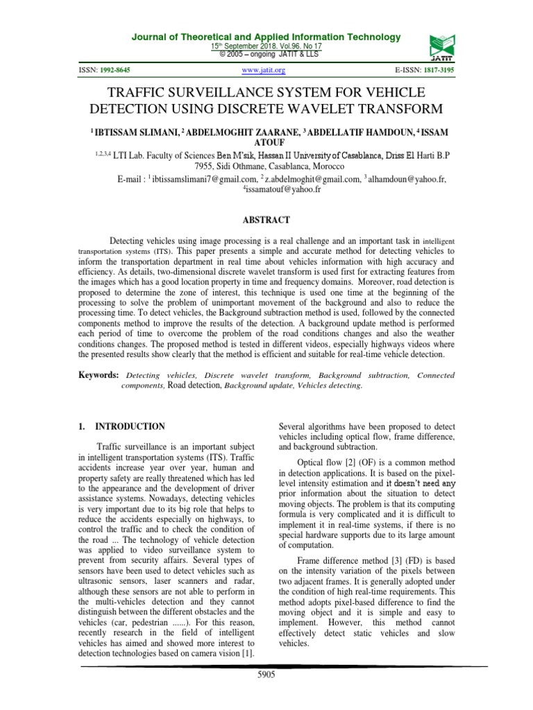 Traffic Surveillance System For Vehicle Detection Using Discrete