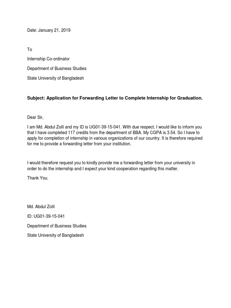 Letter Fo Forwarding Letter | PDF