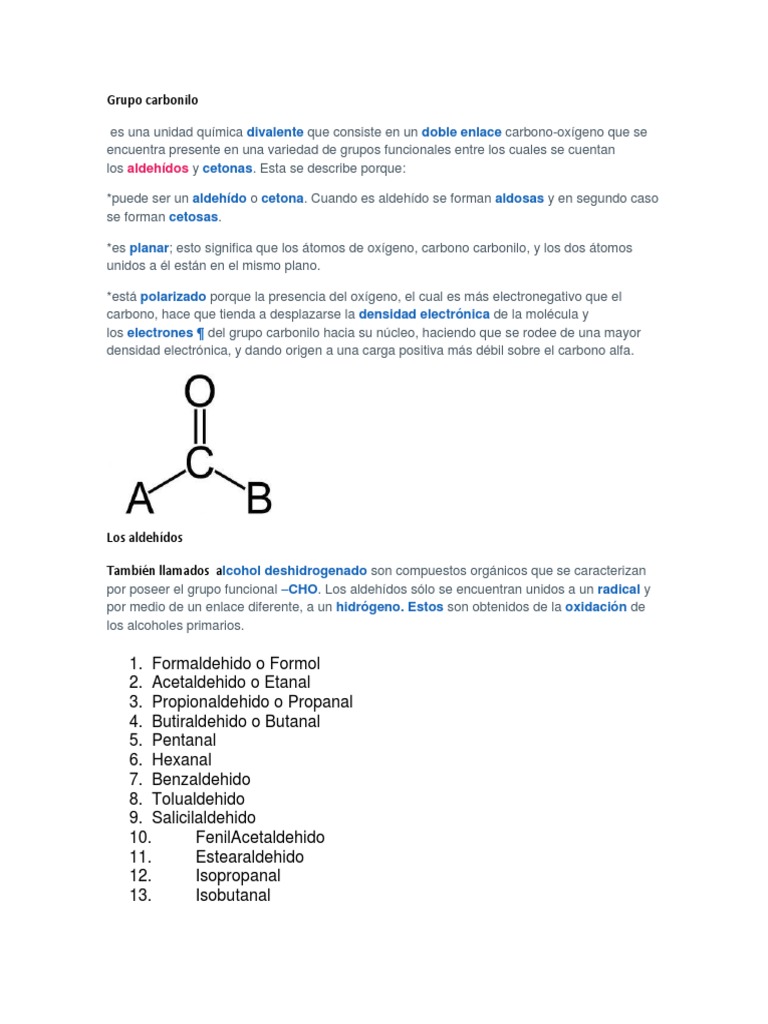 Grupo Carbonilo | PDF | Cetona | Aldehído