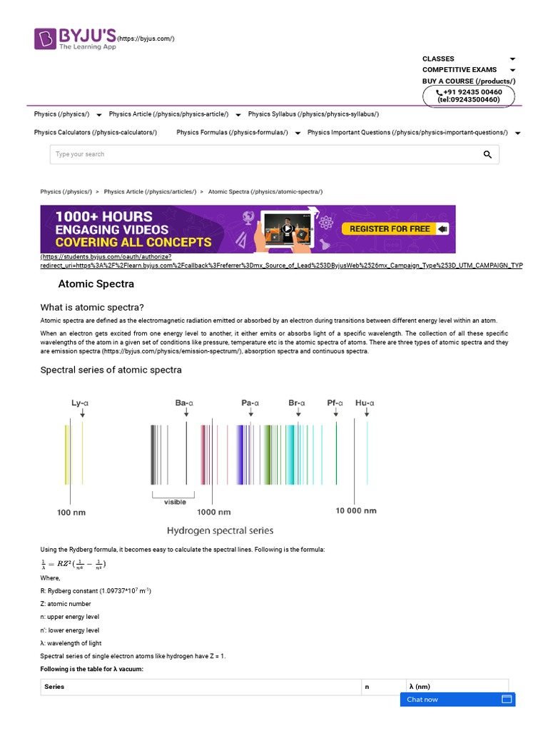 What Is Atomic Spectra Pdf Spectroscopy Electromagnetic Spectrum