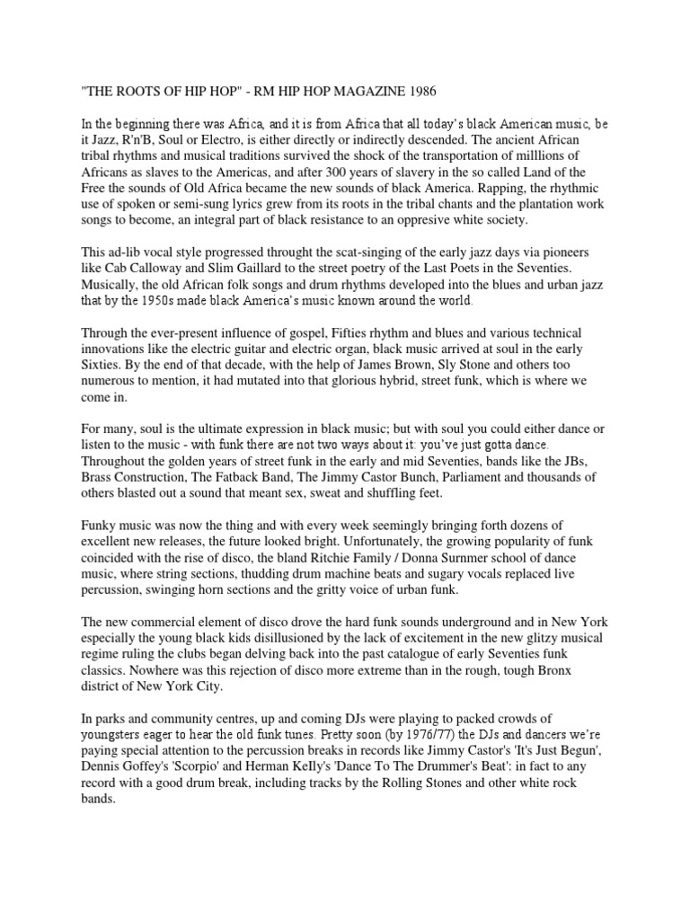 The Roots of Hip Hop | PDF | Hip Hop Music | Funk