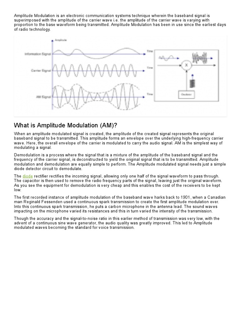 What Is Amplitude Modulation (AM) ?: Diode | PDF