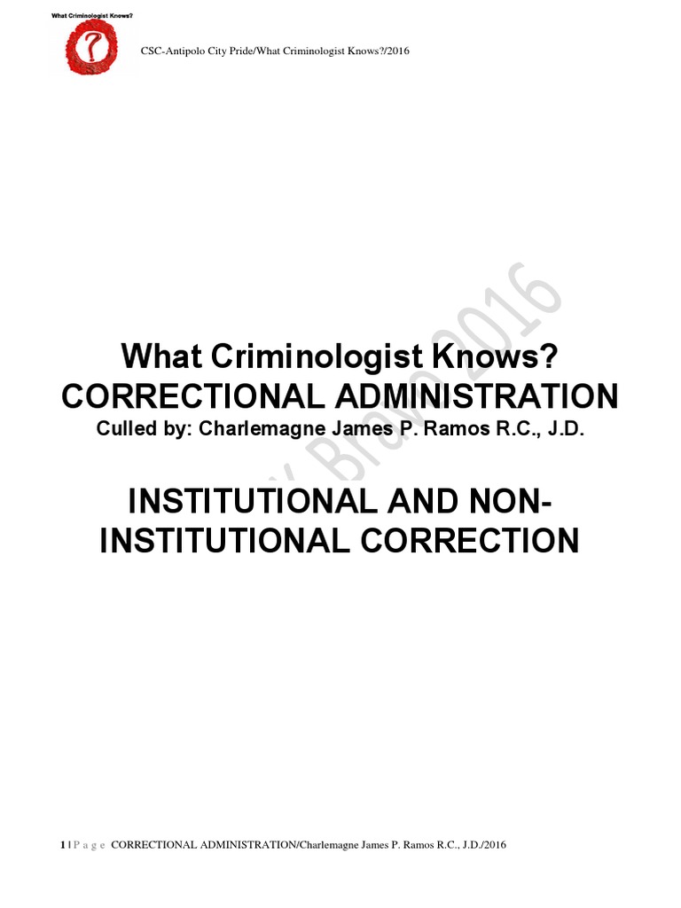 Insti and Non-Insti TERMINOLOGIES | PDF | Prison | Punishments