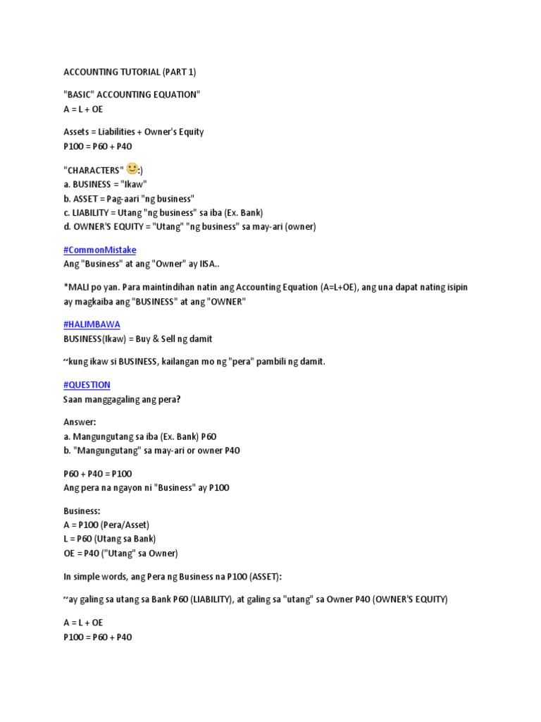 Accounting Tutorial 1-9 | PDF