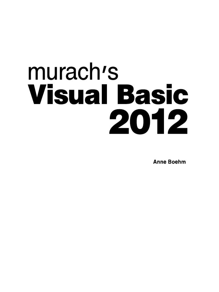 Mike Murach Murachs Visual Basic 2012 5th Edition 1890774731 PDF | PDF