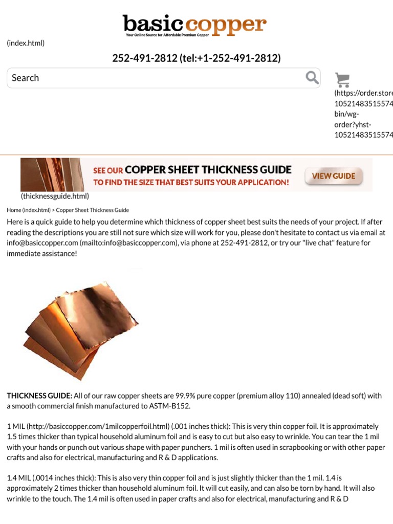 Copper Sheet Thickness Guide | PDF | Aluminium Foil | Sheet Metal