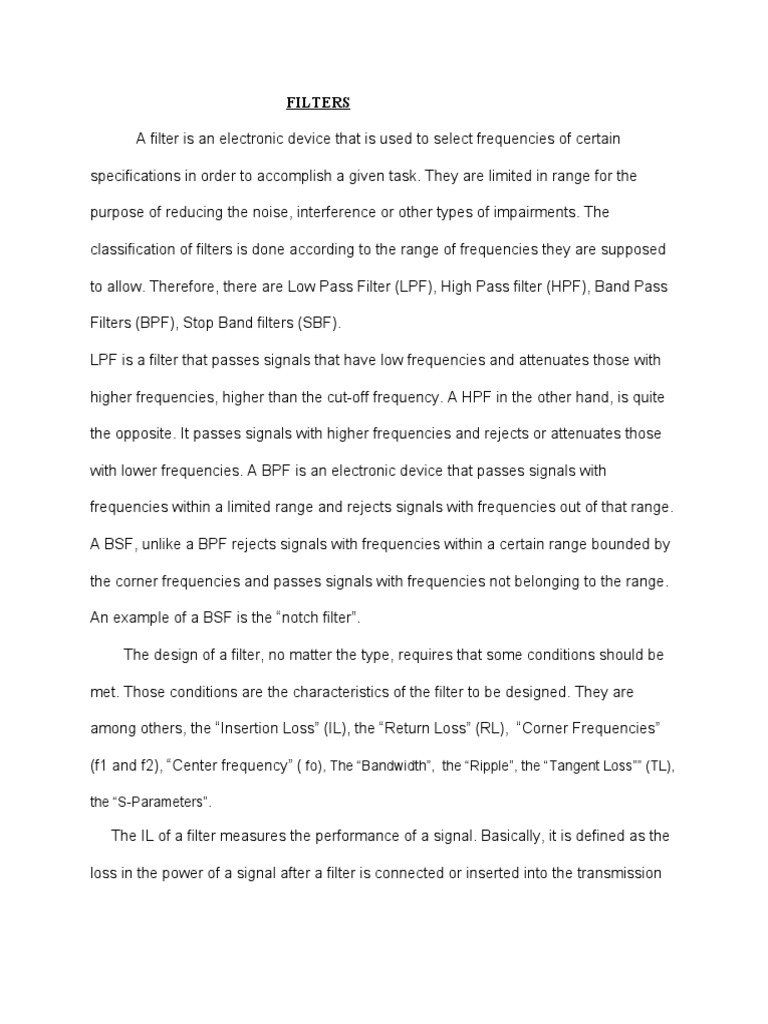 Microstrip Filters Based On Coupling, Interdigital Bandpass Filter ...