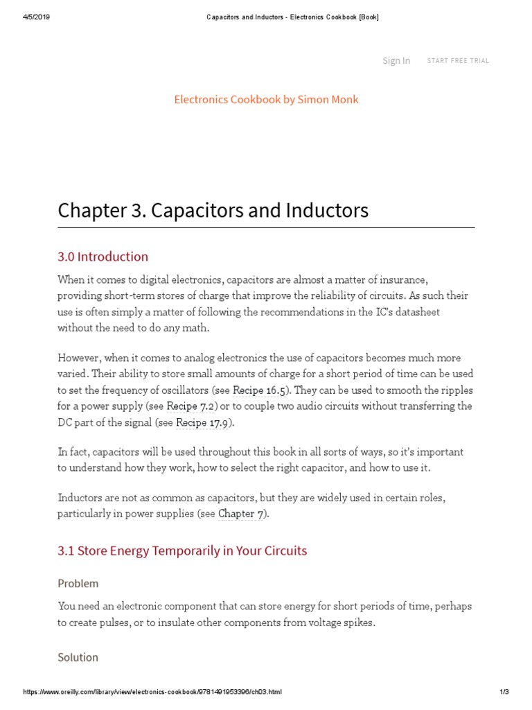 Chapter 3. Capacitors and Inductors: Electronics Cookbook by Simon Monk | Download Free PDF ...