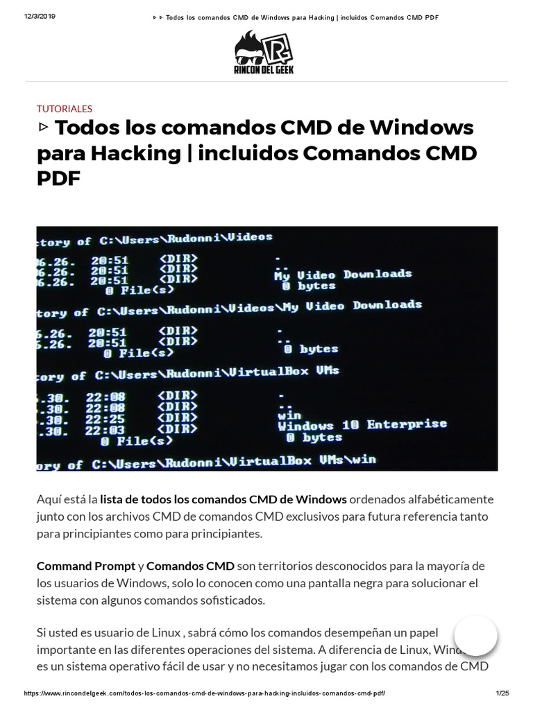 Todos los comandos CMD de Windows para Hacking _ incluidos Comandos CMD PDF | Registro de ...