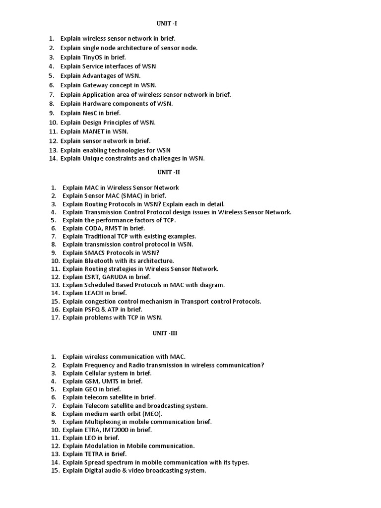Question Bank Tycs WSN | PDF