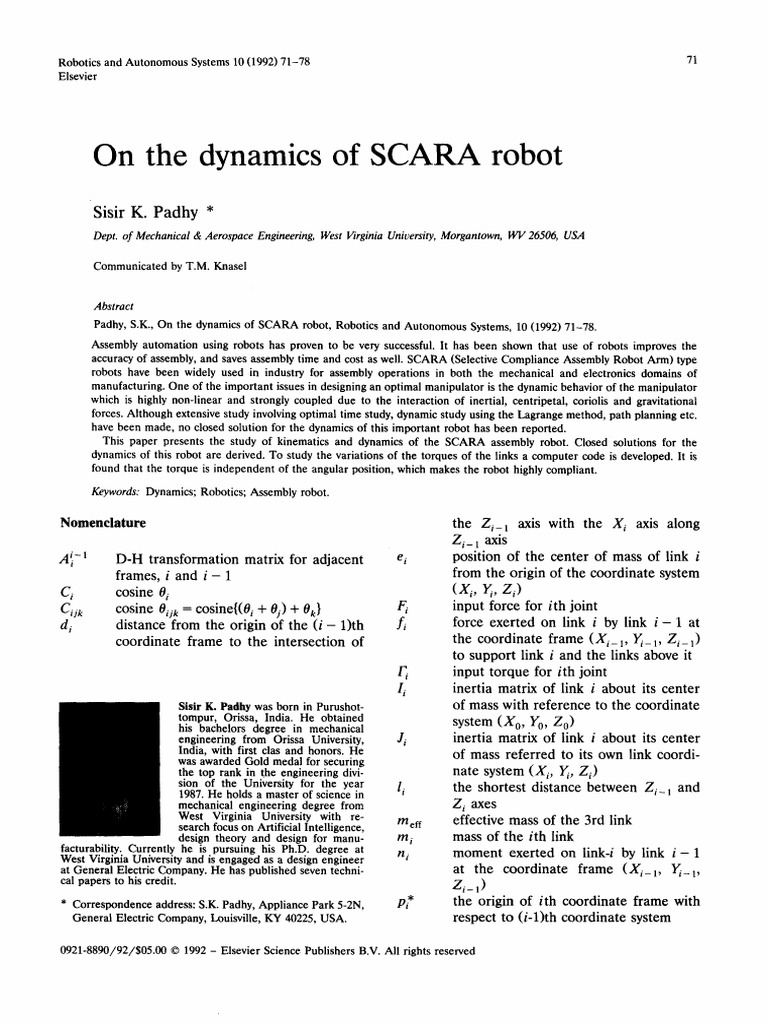 Scara | PDF | Kinematics | Torque