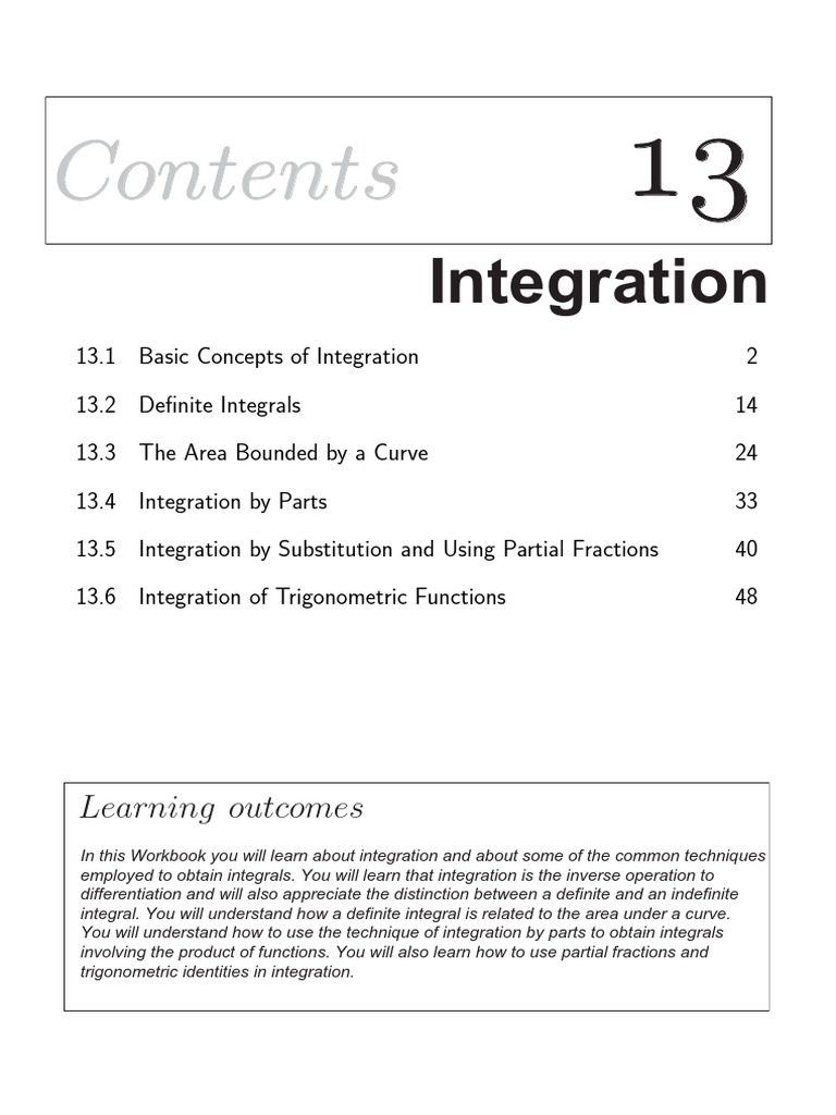 13 1 Basics Integration PDF | PDF | Integral | Derivative
