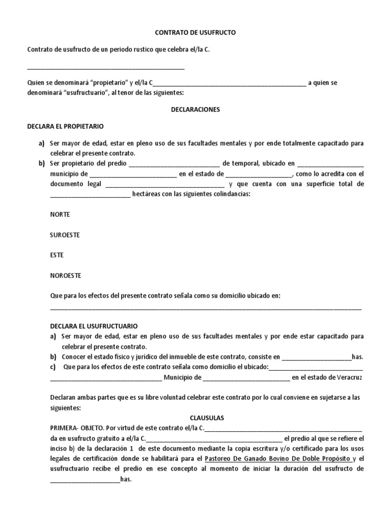 Contrato de Usufructo | PDF | Propiedad | Justicia