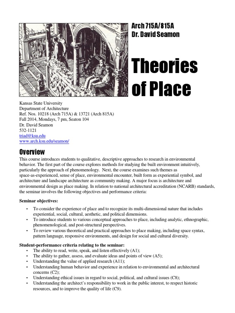 Theories - of - Place - DAVID SEAMON IMPORTANTE ARCH - 715 - and - 815 ...