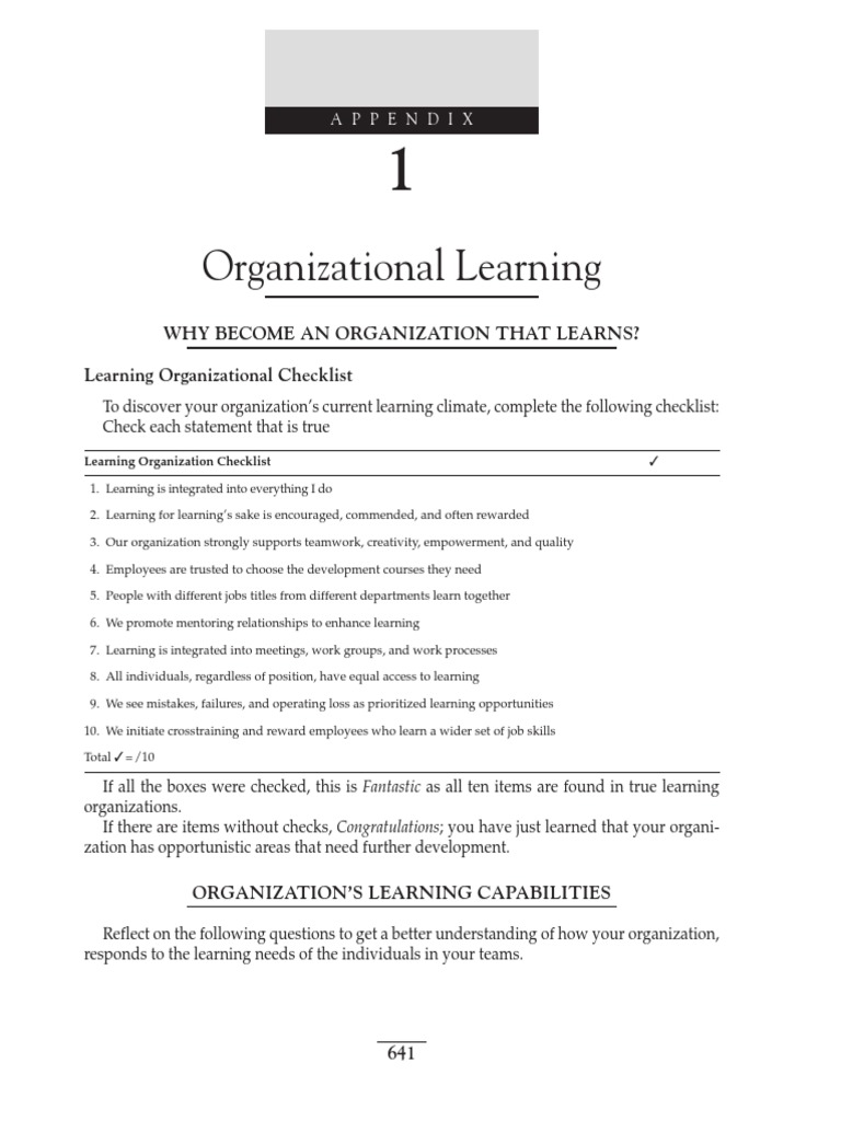 Organizational Learning: Why Become An Organization That Learns? Learning Organizational ...