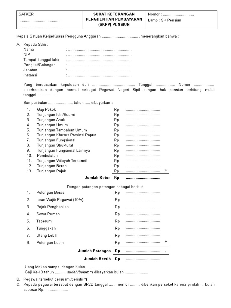 SKPP Pensiun PNS | PDF | Pengelolaan Keuangan & Uang