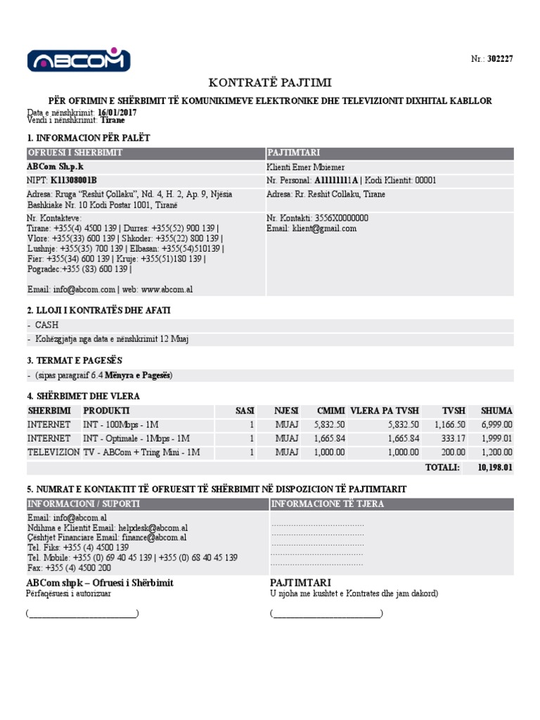 Abcom Kontrata Tip | PDF