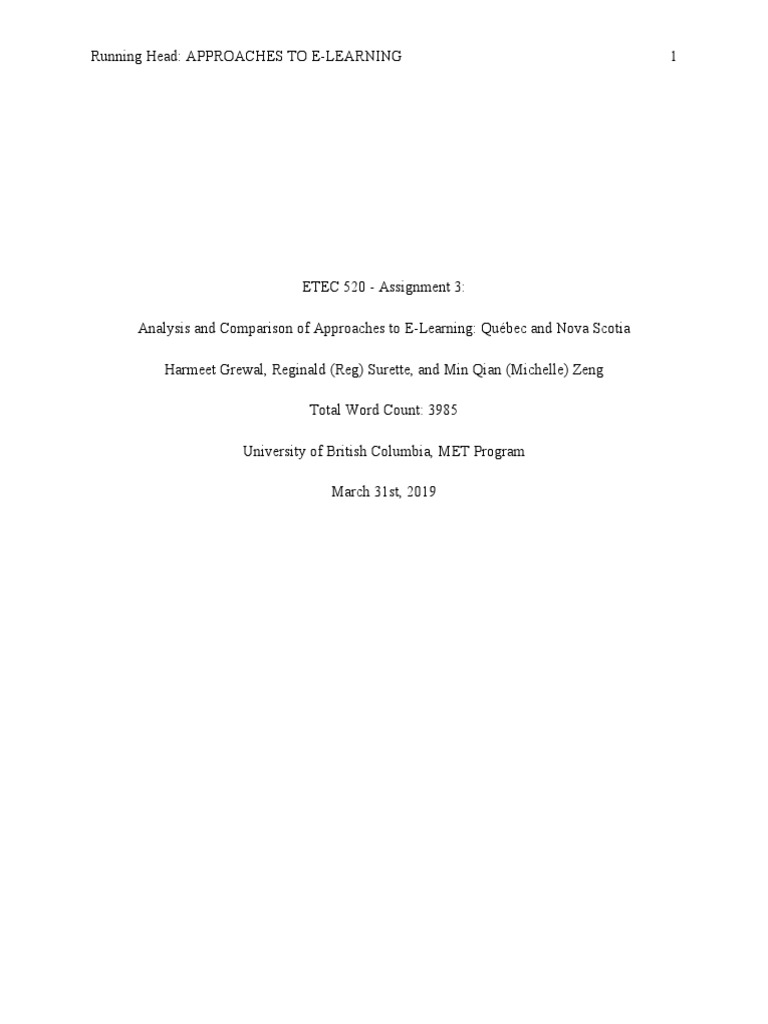 Etec 520 Assignment 3 Pdf Educational Technology Quebec