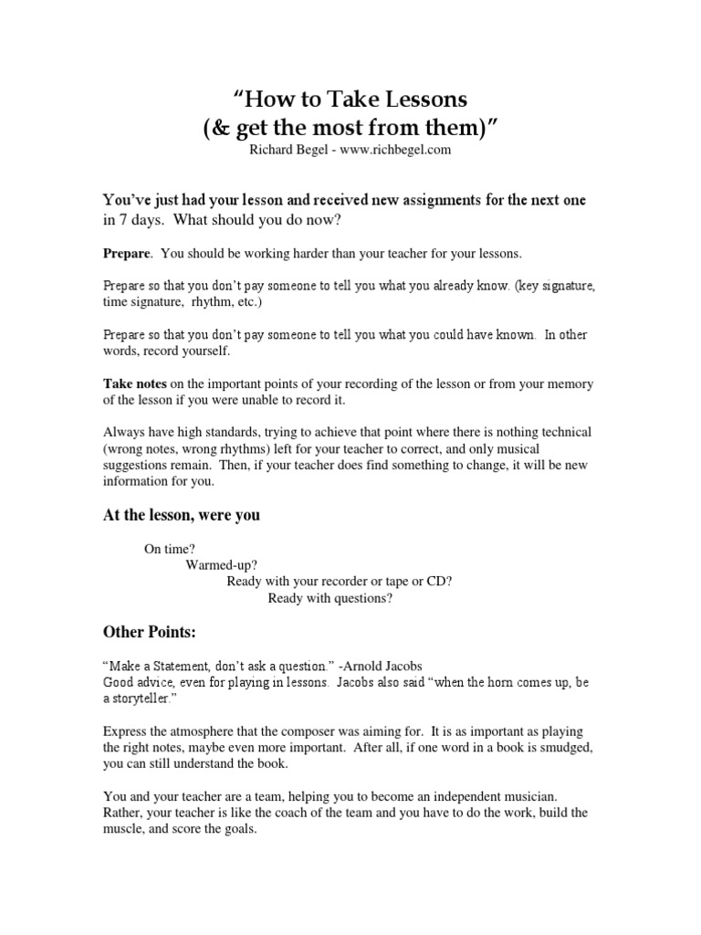 How To Take Lessons | PDF