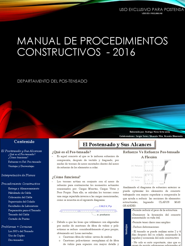 Manual de Procedimientos Constructivos - 2016 | PDF | Hormigón | Presión