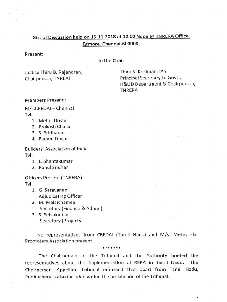 TN RERA Circular | PDF
