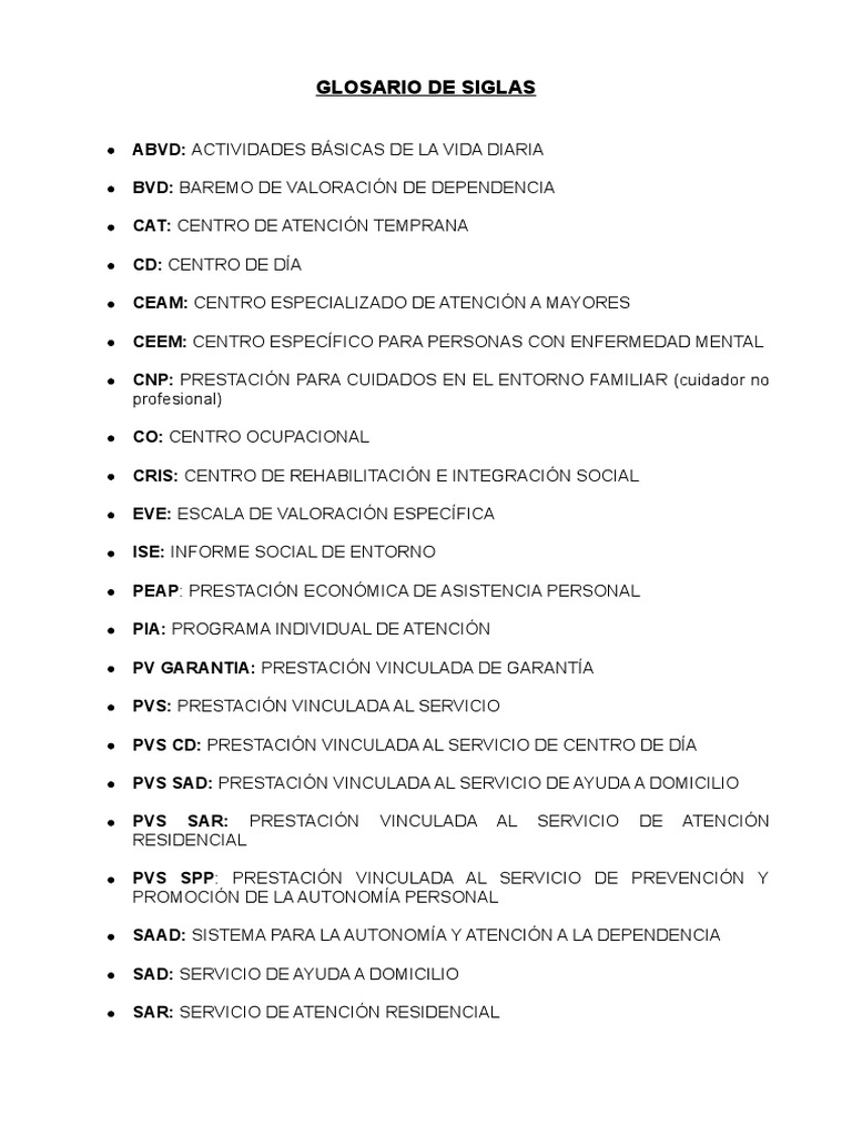 Glosario de Siglas | PDF