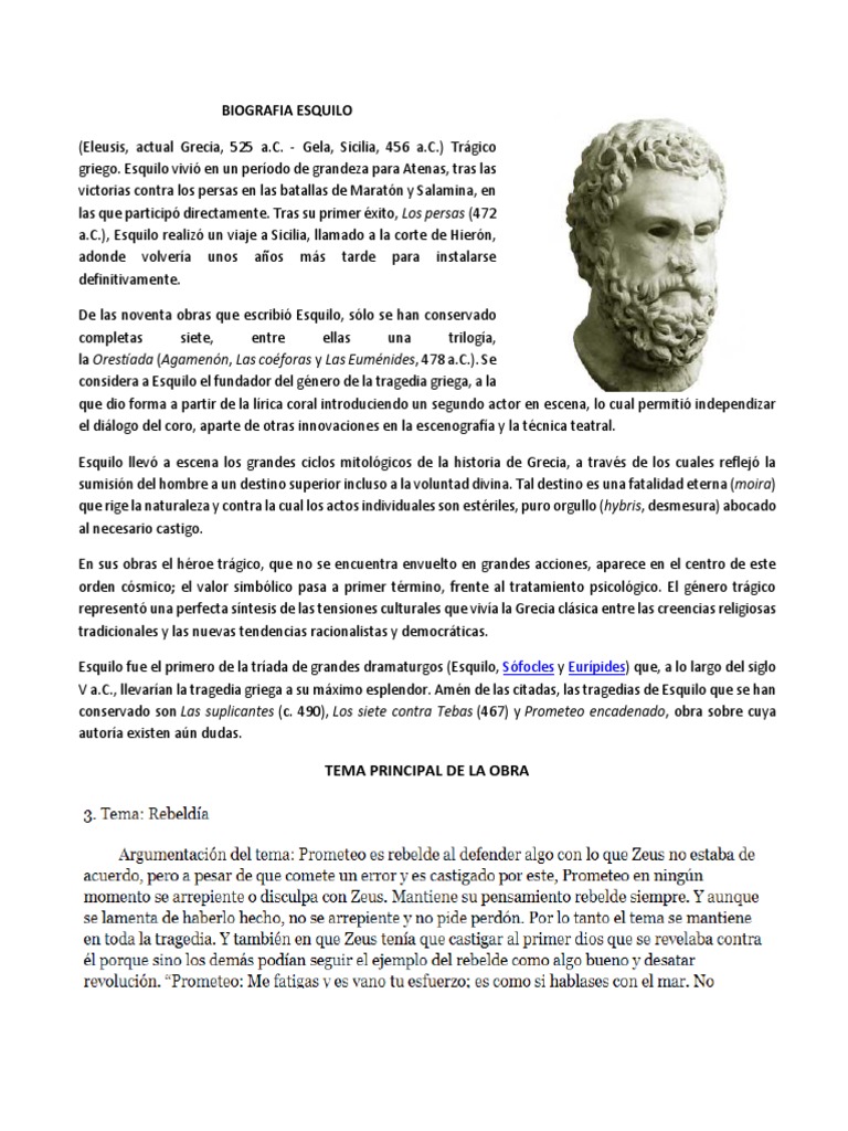 Biografia Esquilo | PDF | Esquilo | Prometeo