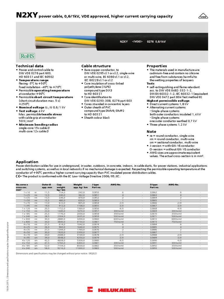 Cable N2xy | PDF | Electrical Conductor | Insulator (Electricity)