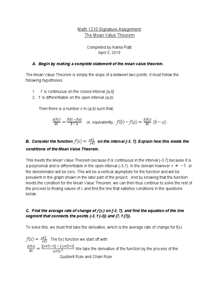 Math Signature Assignment 2 | PDF | Derivative | Tangent