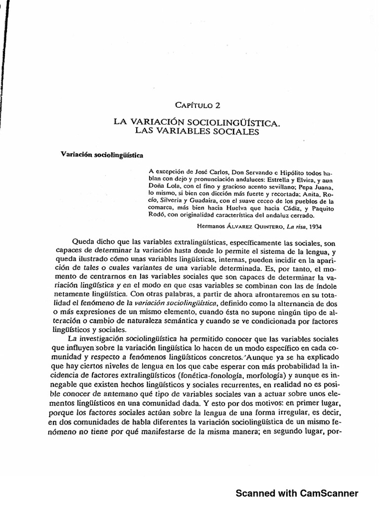 Cap.2 Variación Sociolingüistica Variables Sociales PDF | PDF