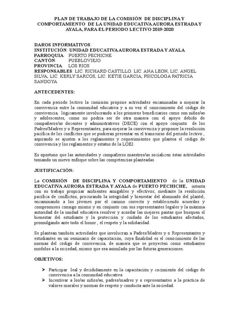 Modelo de Plan de Comisiones | PDF | Prueba (evaluación) | Institución
