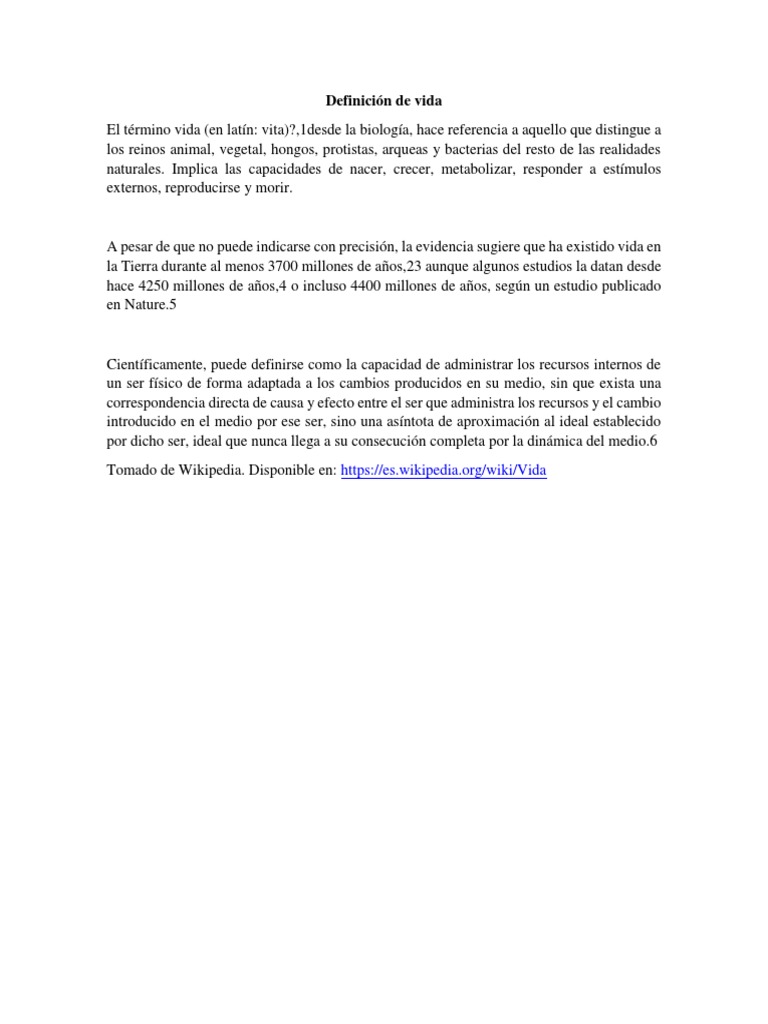 Definición de Vida | PDF