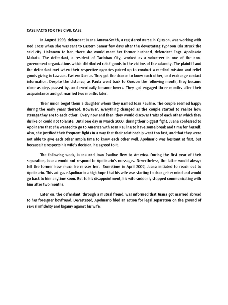Case Facts For The Civil Case | PDF | Violence