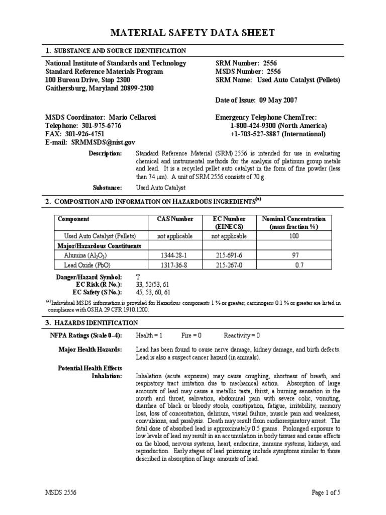 2556 MSDS | PDF | Lead | Toxicity