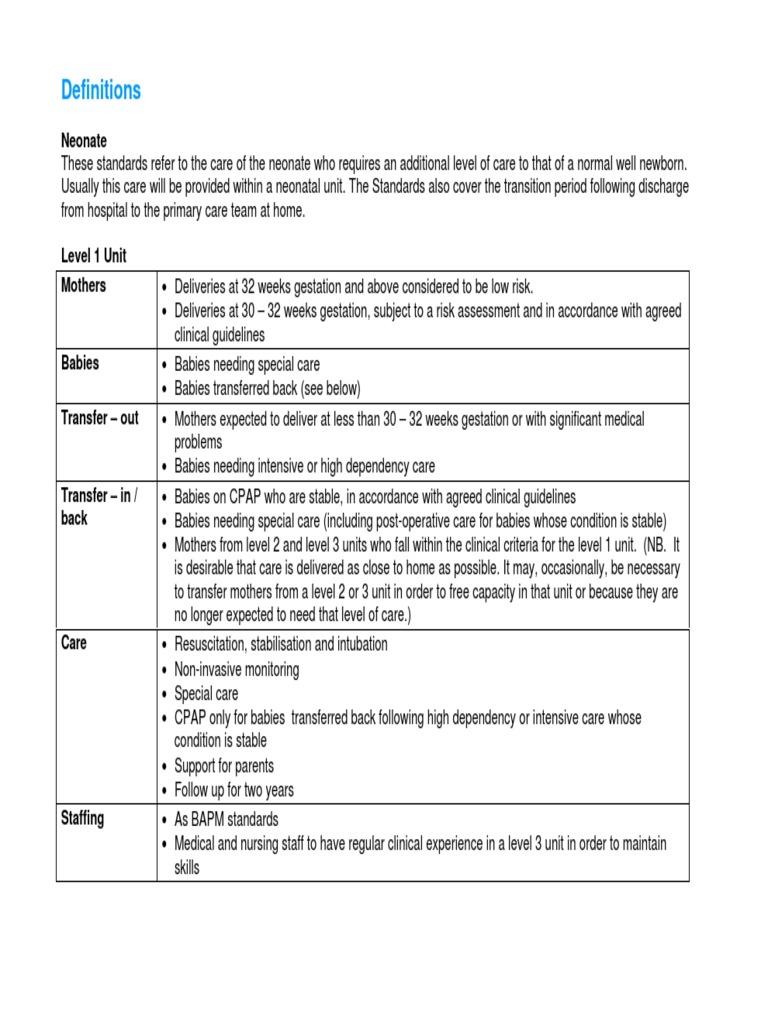 Neonatal Care Standards and Guidelines | PDF | Childbirth | Medicine