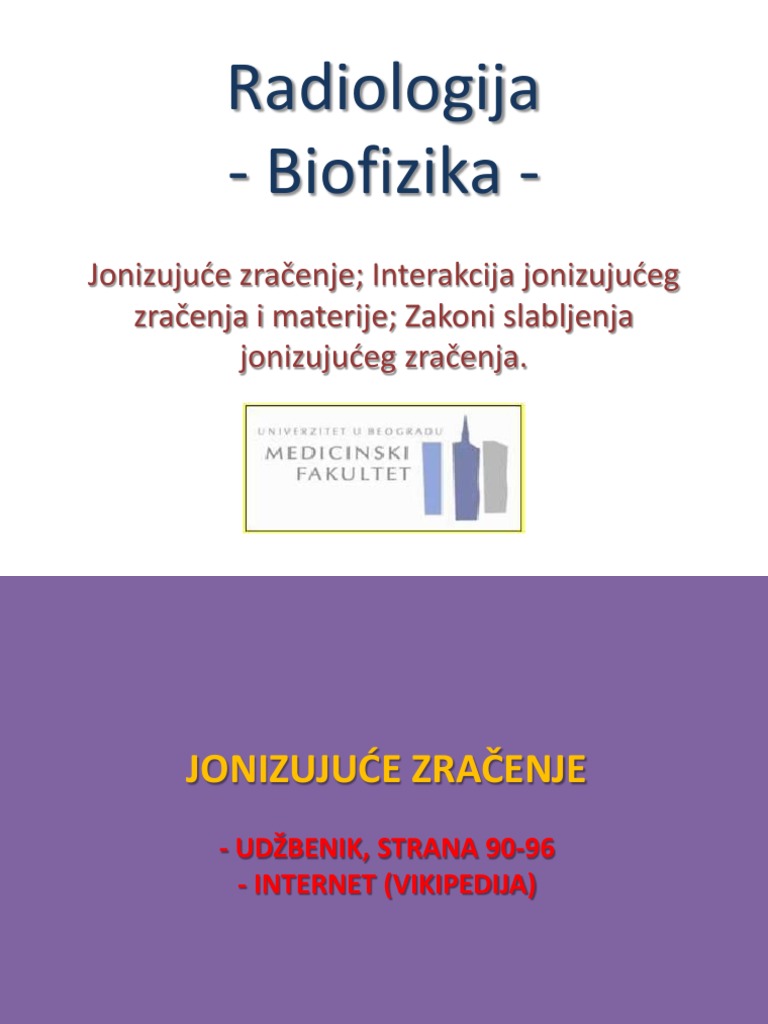 Biofizika, Medicinski Fakultet | PDF