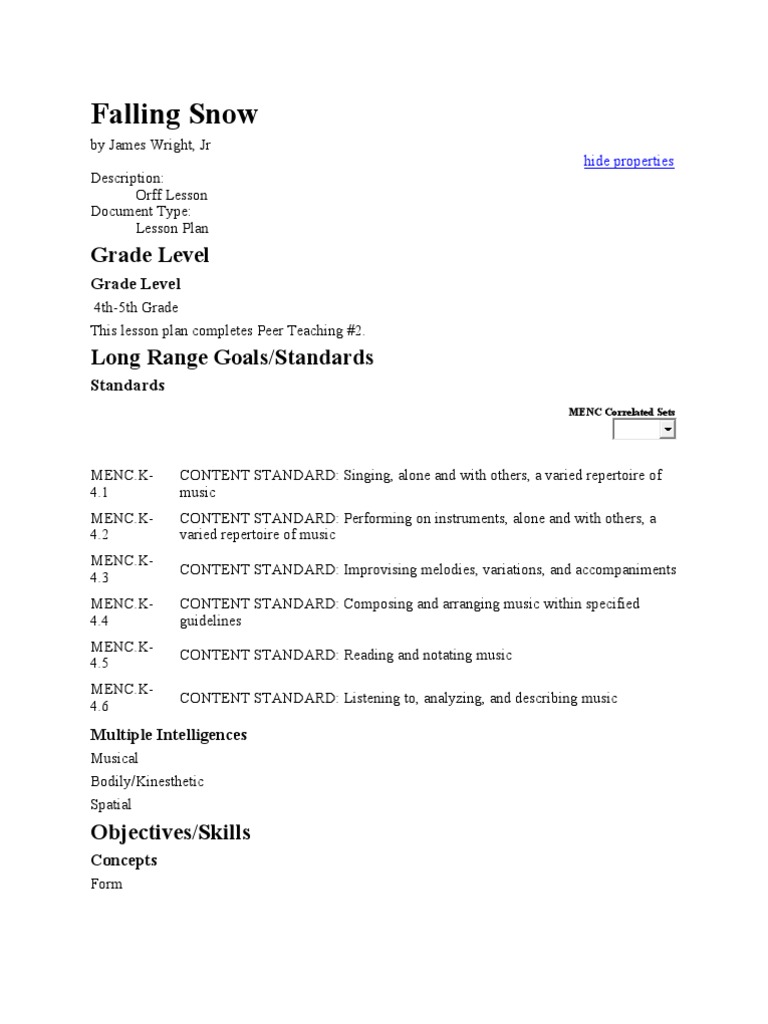 Falling Snow | PDF | Lesson Plan | Cognition