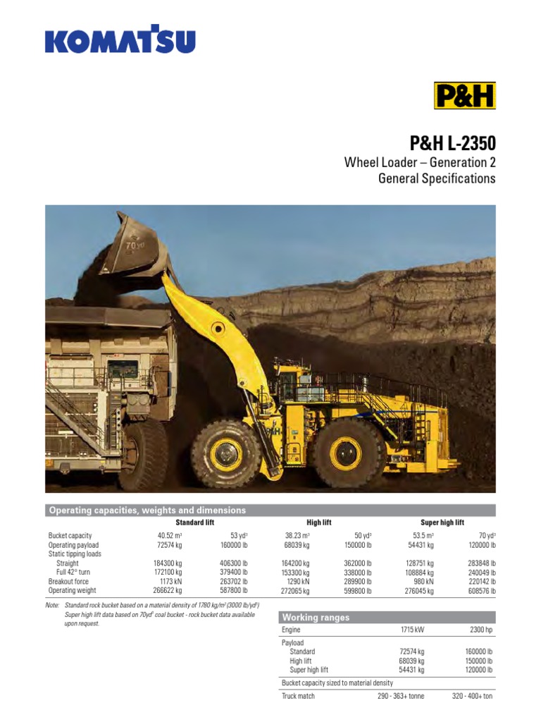 L 2350 Specification Sheet | PDF | Elevator | Engines